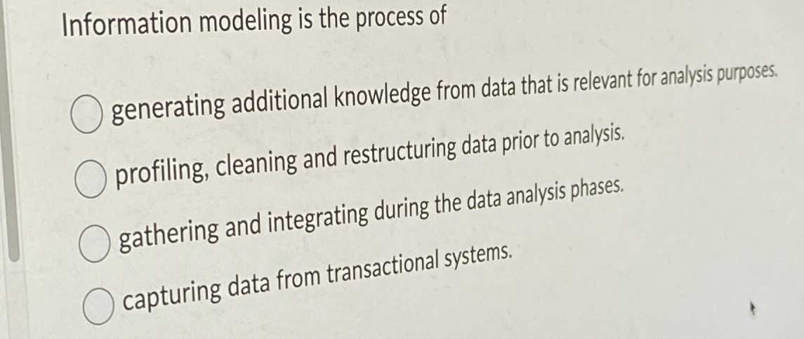 Solved Information modeling is the process ofgenerating | Chegg.com