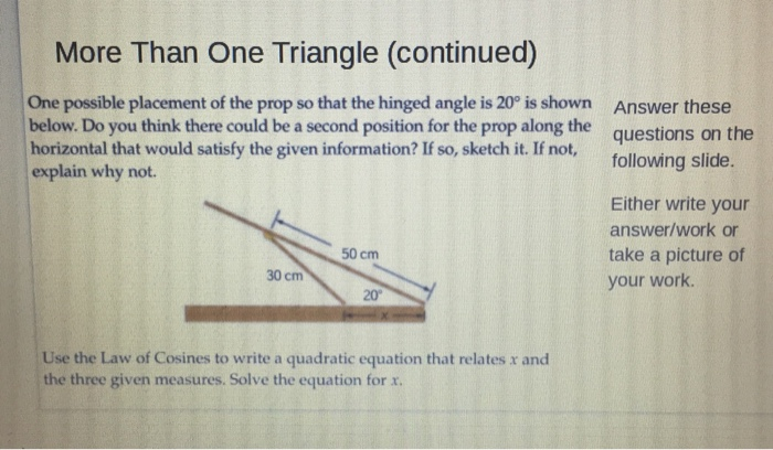Solved More Than One Triangle (continued) One possible | Chegg.com