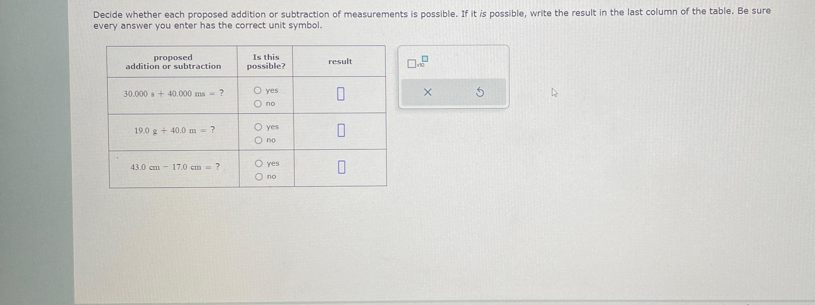 Solved Decide whether each proposed addition or subtraction | Chegg.com