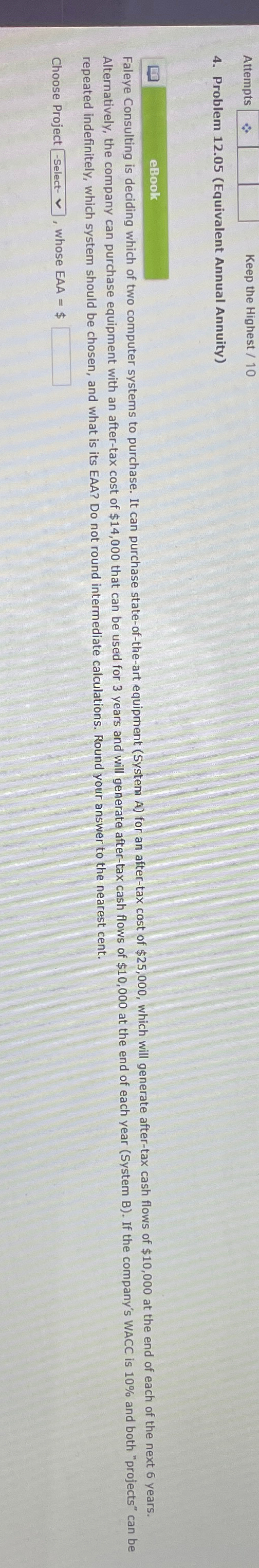 Solved Attempts÷Keep the Highest / 104. ﻿Problem | Chegg.com