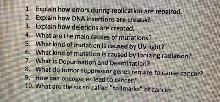 Solved 1. Explain how errors during replication are | Chegg.com