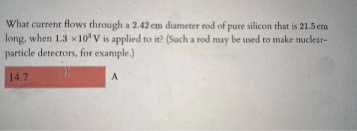 Solved What current flows through a 2.42 cm diameter rod of | Chegg.com