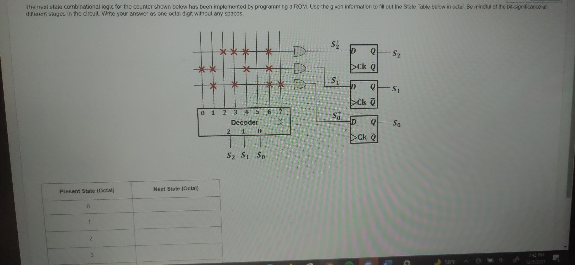 Solved The next state combinational logic for the counter | Chegg.com