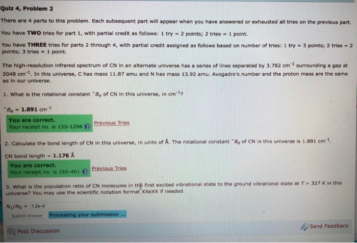 Solved Qulz 4, Problem 2 There are 4 parts to this problem. | Chegg.com