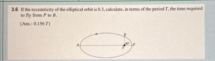 Solved 3.6 If the eccentricity of the elliptical orbit is | Chegg.com