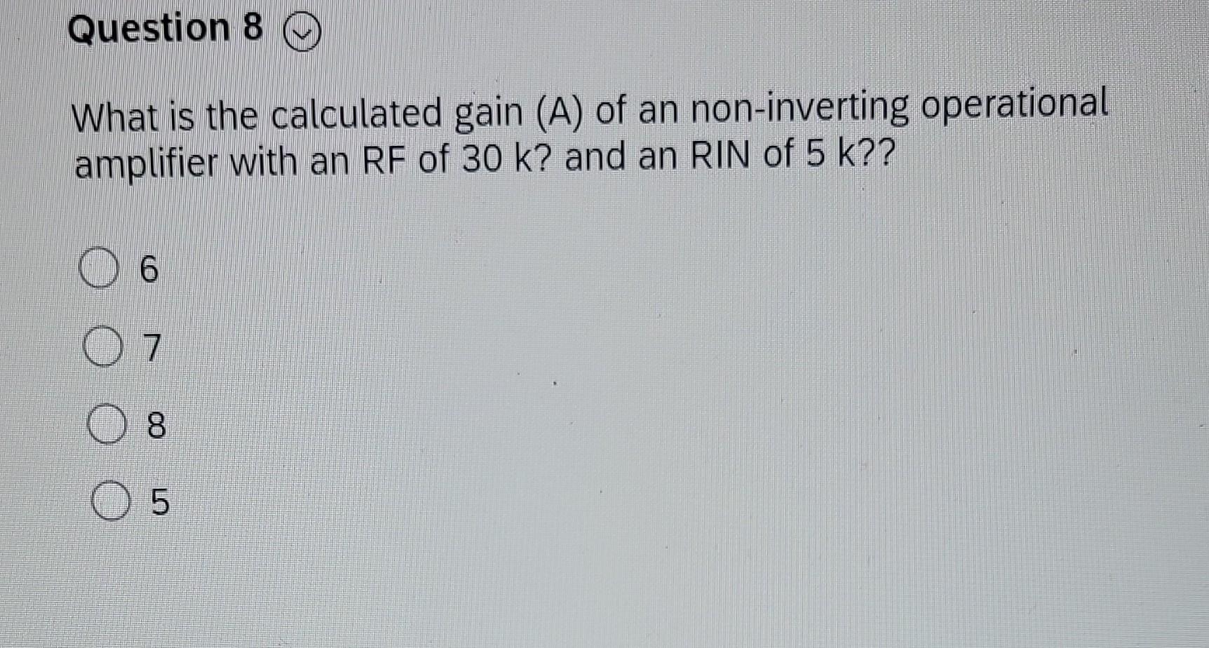 Solved What is the calculated gain (A) of an non-inverting | Chegg.com