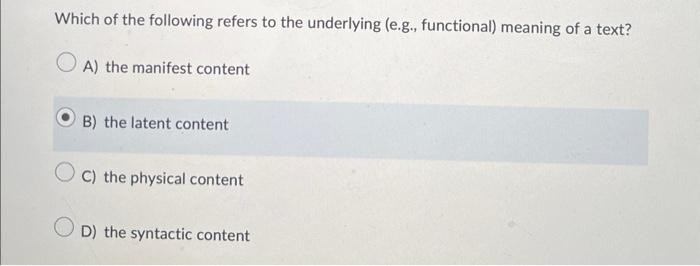 Solved Which of the following refers to the underlying | Chegg.com