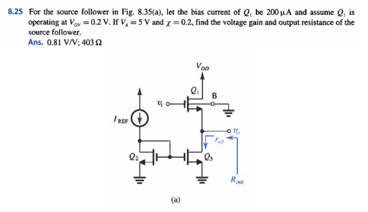 8.25 ﻿For the source follower in Fig. 8.35(a), ﻿let | Chegg.com