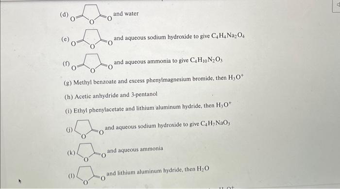 Solved (d) and water (e) and aqueous sodium hydroxide to | Chegg.com