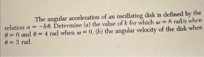 Solved the angular accleration of an oscillating disk is | Chegg.com