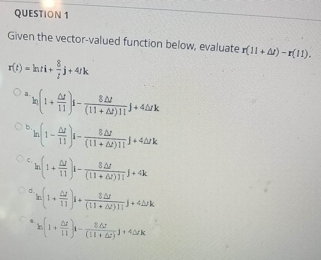 Solved QUESTION 1 Given the vector-valued function below, | Chegg.com