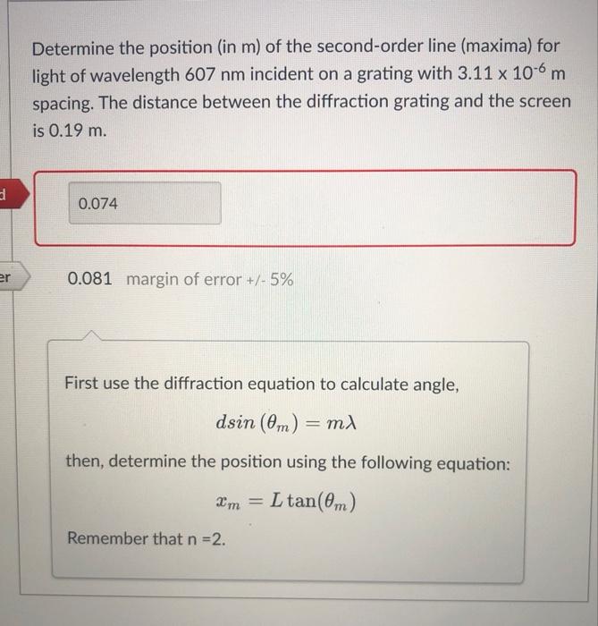 Solved Determine the position (in m ) of the second-order | Chegg.com