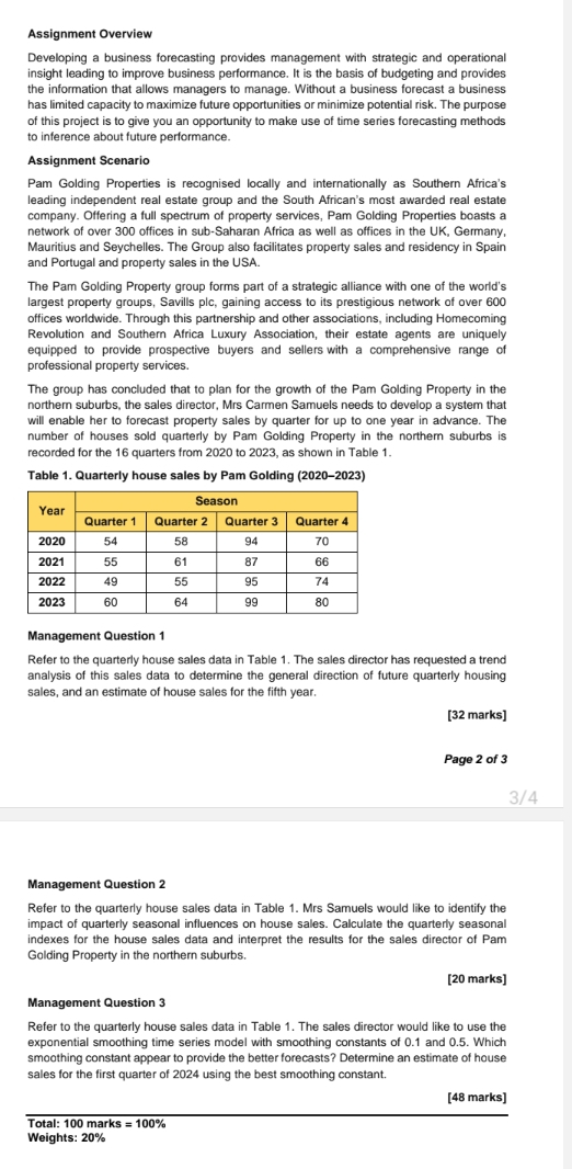 Solved Assignment OverviewDeveloping a business forecasting | Chegg.com