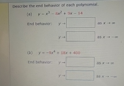 Solved Describe the end behavior of each | Chegg.com