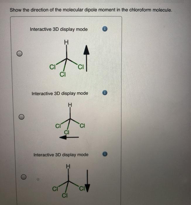Solved Show the direction of the molecular dipole moment in | Chegg.com