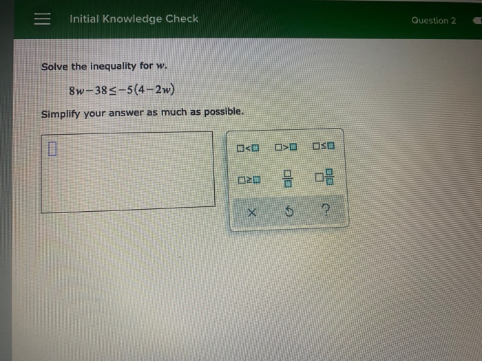 Solved Initial Knowledge Check Question 2 Solve the | Chegg.com