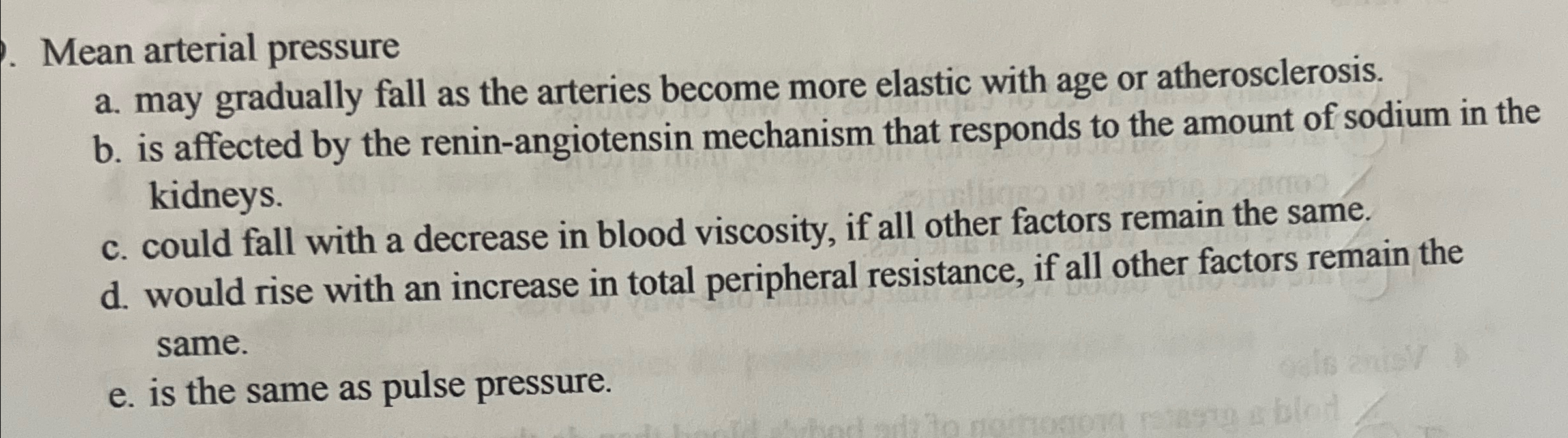 Solved Mean arterial pressurea. ﻿may gradually fall as the | Chegg.com