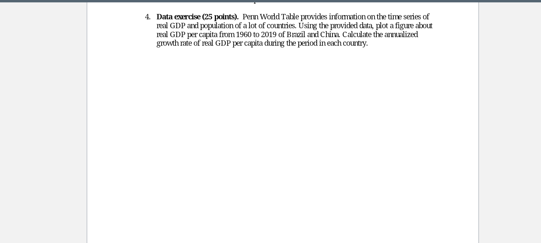 Solved 4. Data exercise (25 points). Penn World Table | Chegg.com