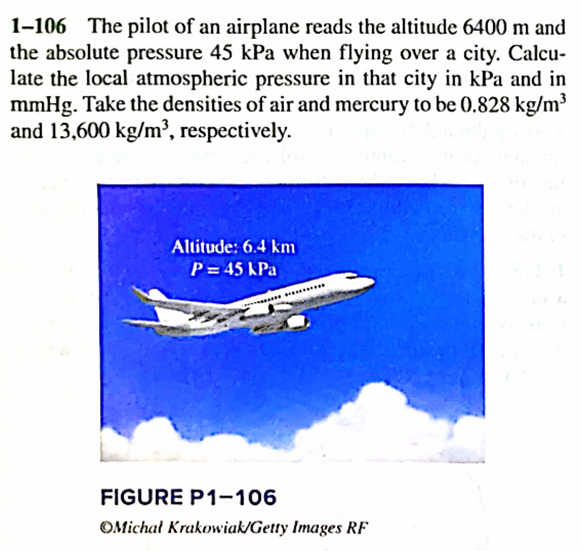 Solved 1-106 ﻿The pilot of an airplane reads the altitude | Chegg.com