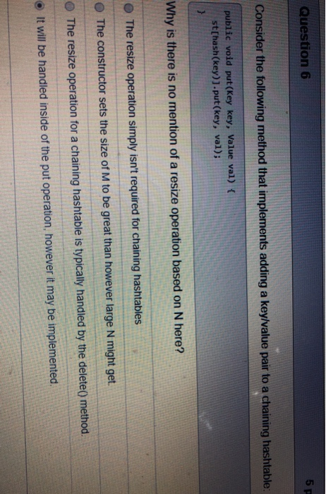 Solved Question 6 5p Consider the following method that | Chegg.com