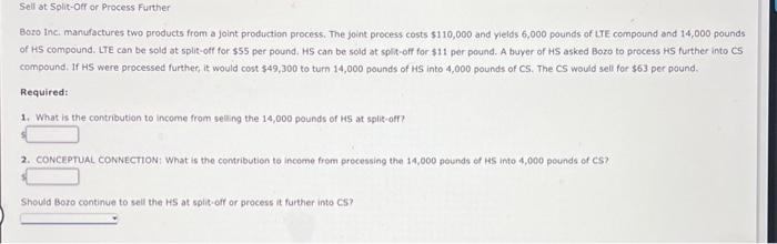Solved Boto inc. manufactures two products from a joint | Chegg.com