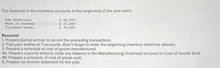 Solved 3. Raw materials purchased on account, $280,000 b. | Chegg.com