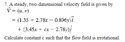 Solved A steady, two-dimensional velocity field is given | Chegg.com