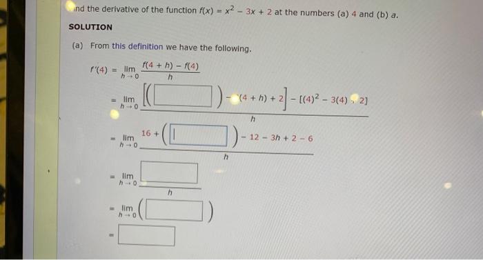 Solved ind the derivative of the function f(x)=x2−3x+2 at | Chegg.com