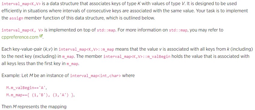 interval_map is a data structure that associates keys | Chegg.com