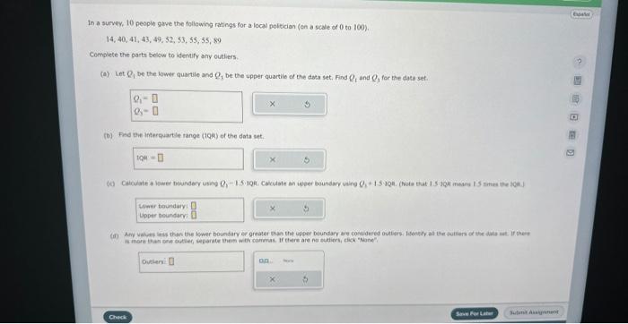 Solved In a survey, 10 peopio gave the following ratiegs for | Chegg.com