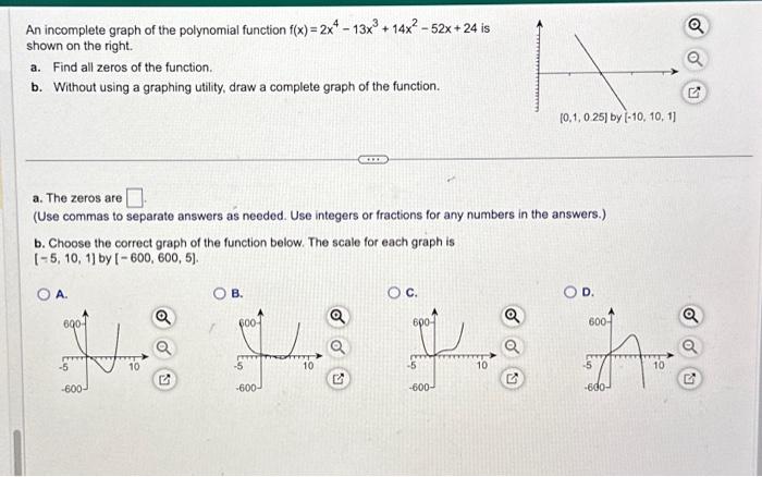 Solved An incomplete graph of the polynomial function | Chegg.com