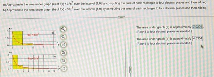 Solved a) Approximate the area under graph (a) of f(x)=3/x2 | Chegg.com