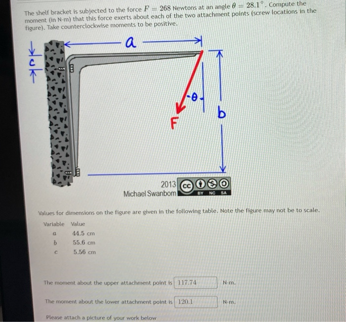 Solved The shelf bracket is subjected to the force F = 268 | Chegg.com
