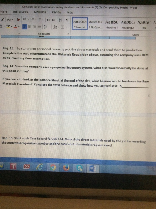 Font P aragraph Req. 4 The production engineers | Chegg.com