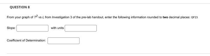 From your graph of T2 vs L from Investigation 3 of | Chegg.com