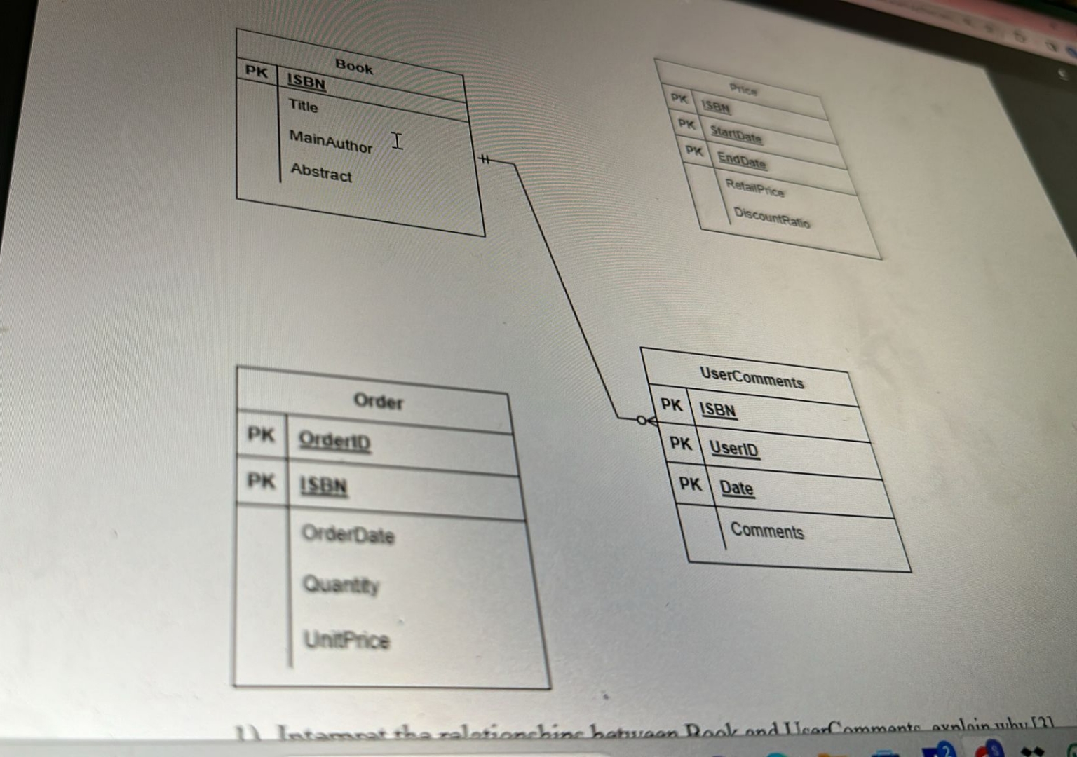 interpret the relation between book and user commebts | Chegg.com