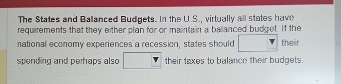 Solved The States and Balanced Budgets. In the U.S., | Chegg.com