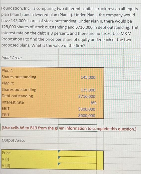 Solved Foundation, Inc., is comparing two different capital | Chegg.com