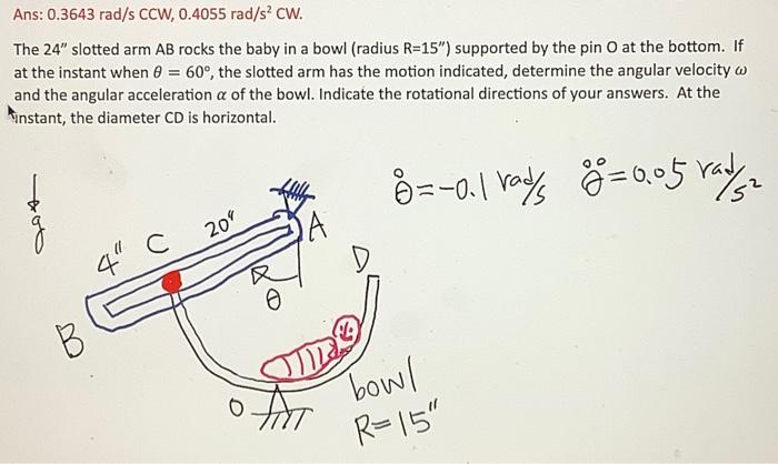 Solved The 24" slotted arm AB rocks the baby in a bowl | Chegg.com