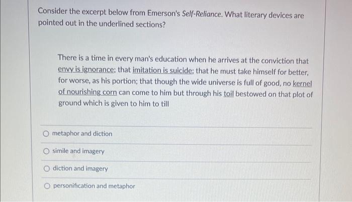 Consider the excerpt below from Emerson's | Chegg.com