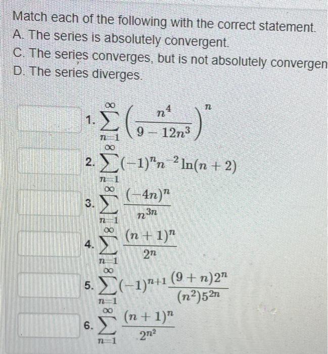 Solved Match each of the following with the correct | Chegg.com