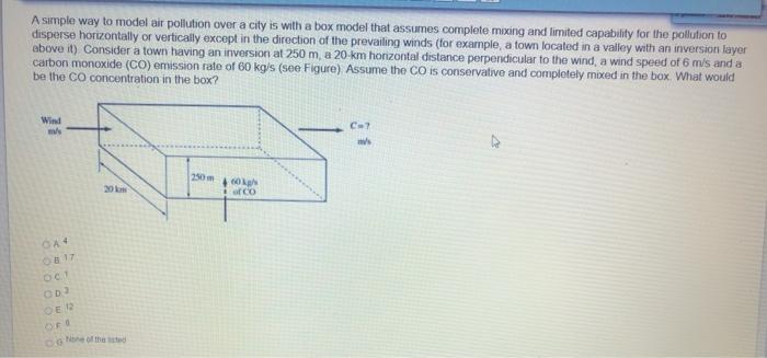 Solved A simple way to model air pollution over a city is | Chegg.com