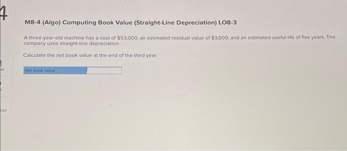 Solved M8-4 (Algo) Computing Book Value (Straight-Line | Chegg.com
