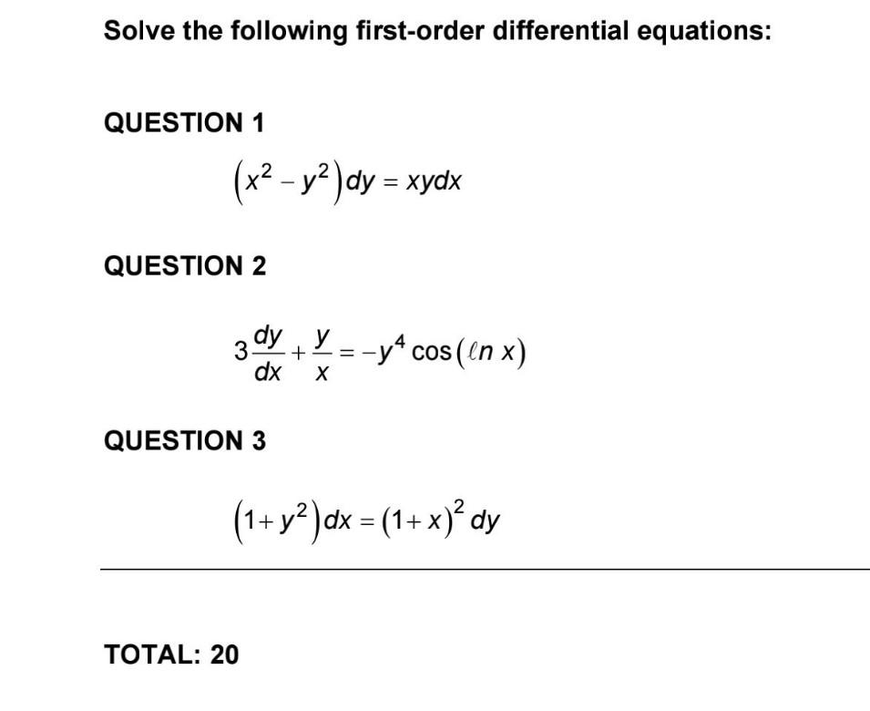 Solved Solve the following first-order differential | Chegg.com