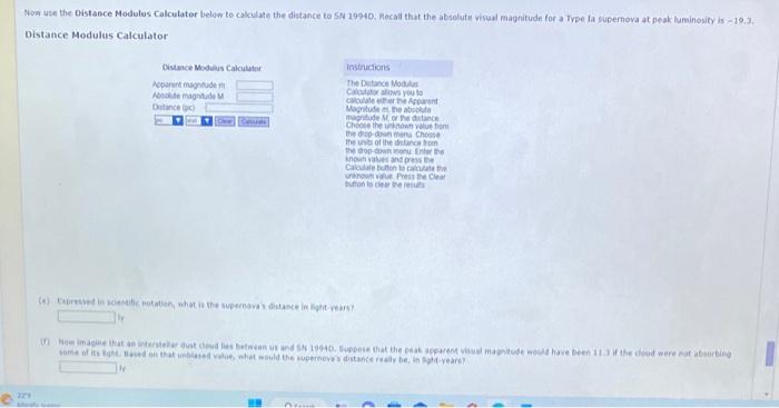 Distance Modulus Calculator | Chegg.com