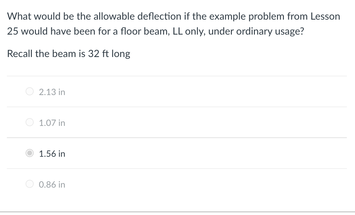 Solved What would be the allowable deflection if the example | Chegg.com