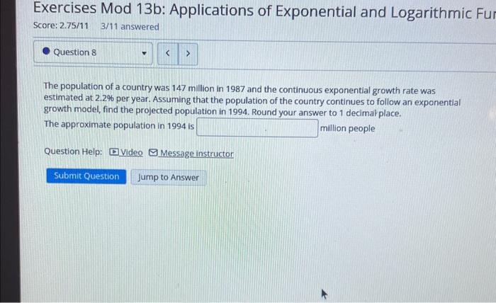 Solved Exercises Mod 13b: Applications of Exponential and | Chegg.com