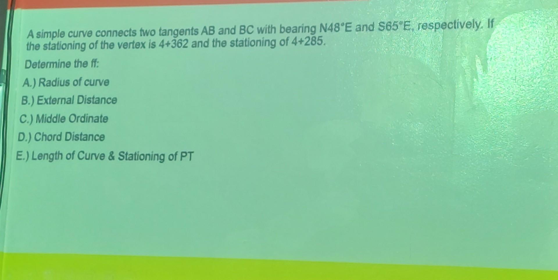 Solved A simple curve connects two tangents AB and BC with | Chegg.com