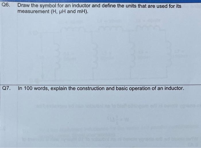 Solved 26. Draw the symbol for an inductor and define the | Chegg.com