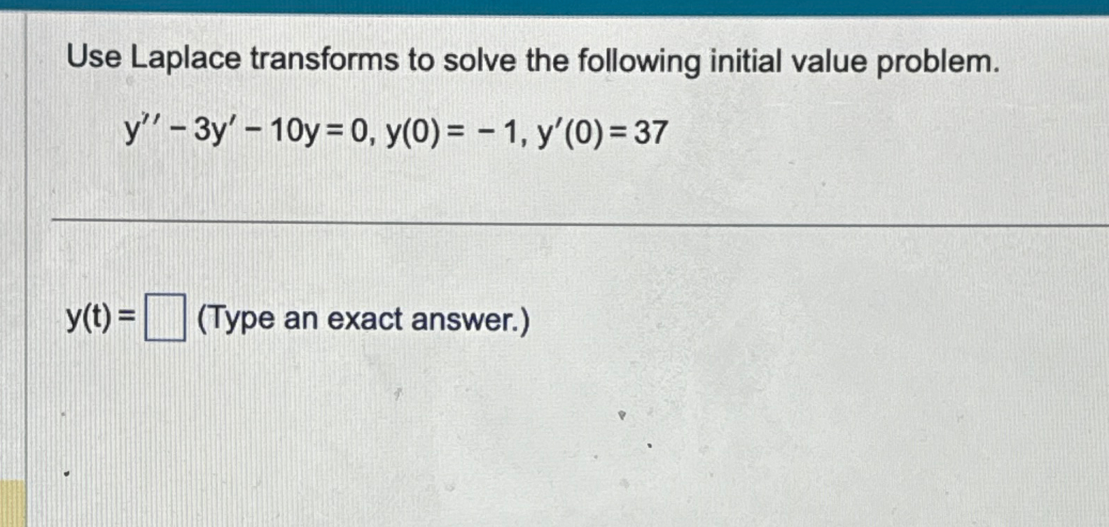 Solved Use Laplace transforms to solve the following initial | Chegg.com